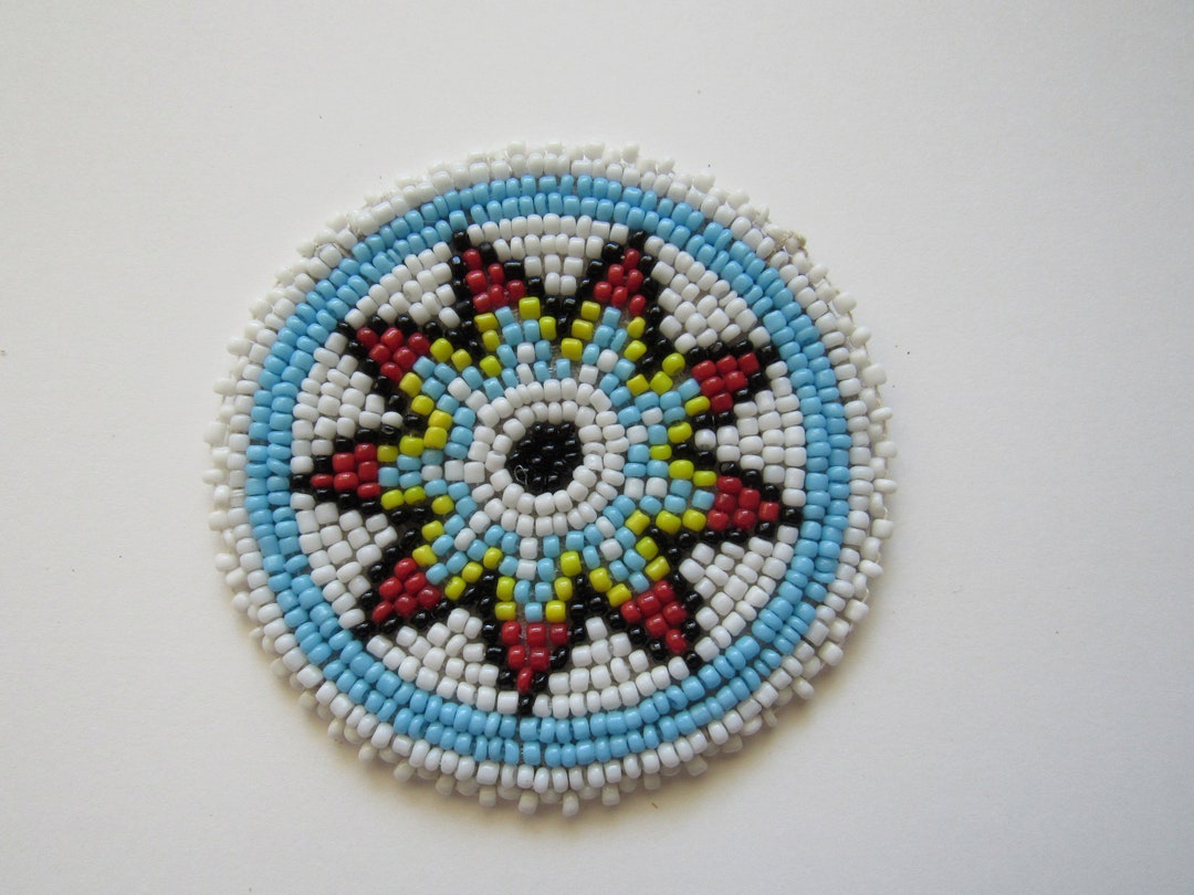 Beaded Rosette Medallion Tribal Regalia Beadwork Craft Sewing Leather ...