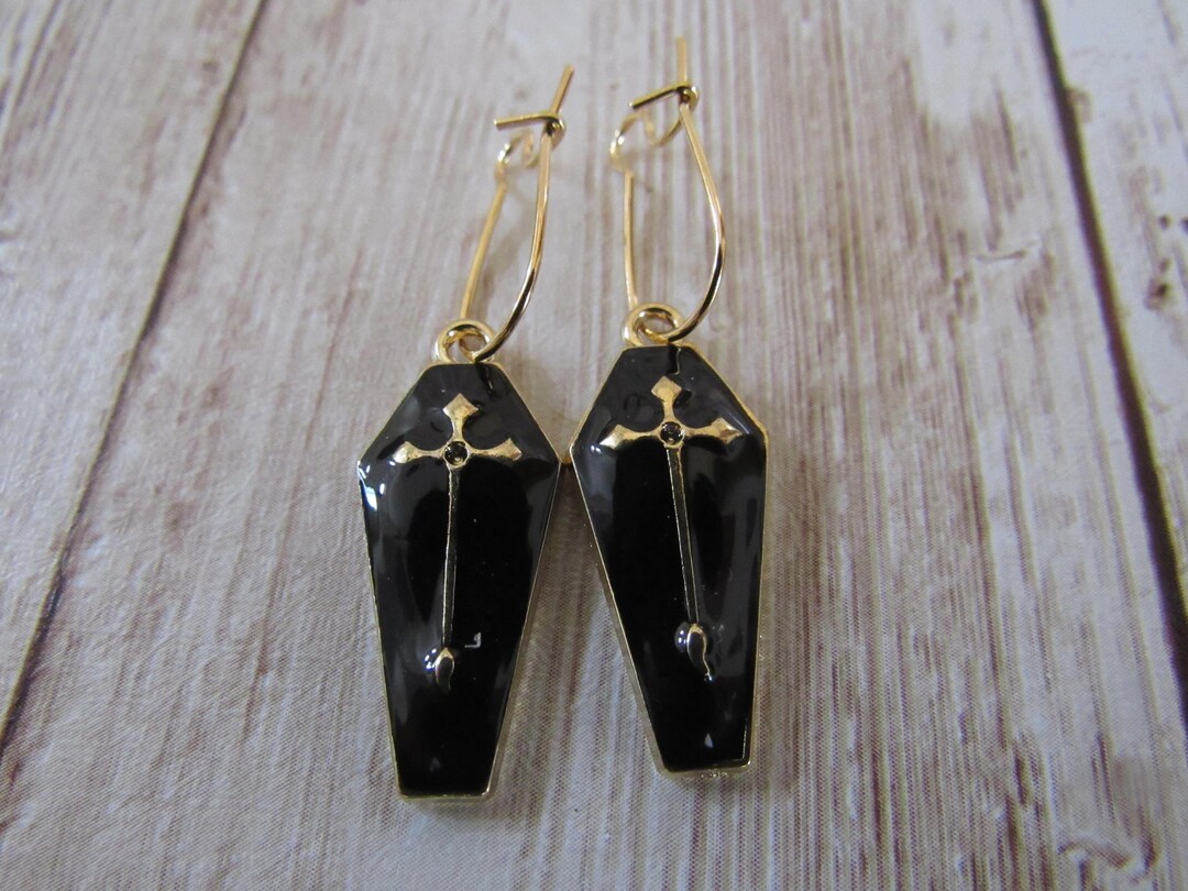 Black Coffin Earrings Vampire Coffin Dangle Earrings Halloween Jewelry ...
