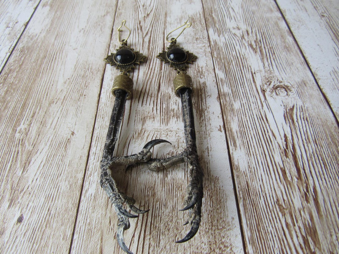 Real Crow Feet/talon Claw Earrings Bird Feet Animal Bone Jewelry E660 ...