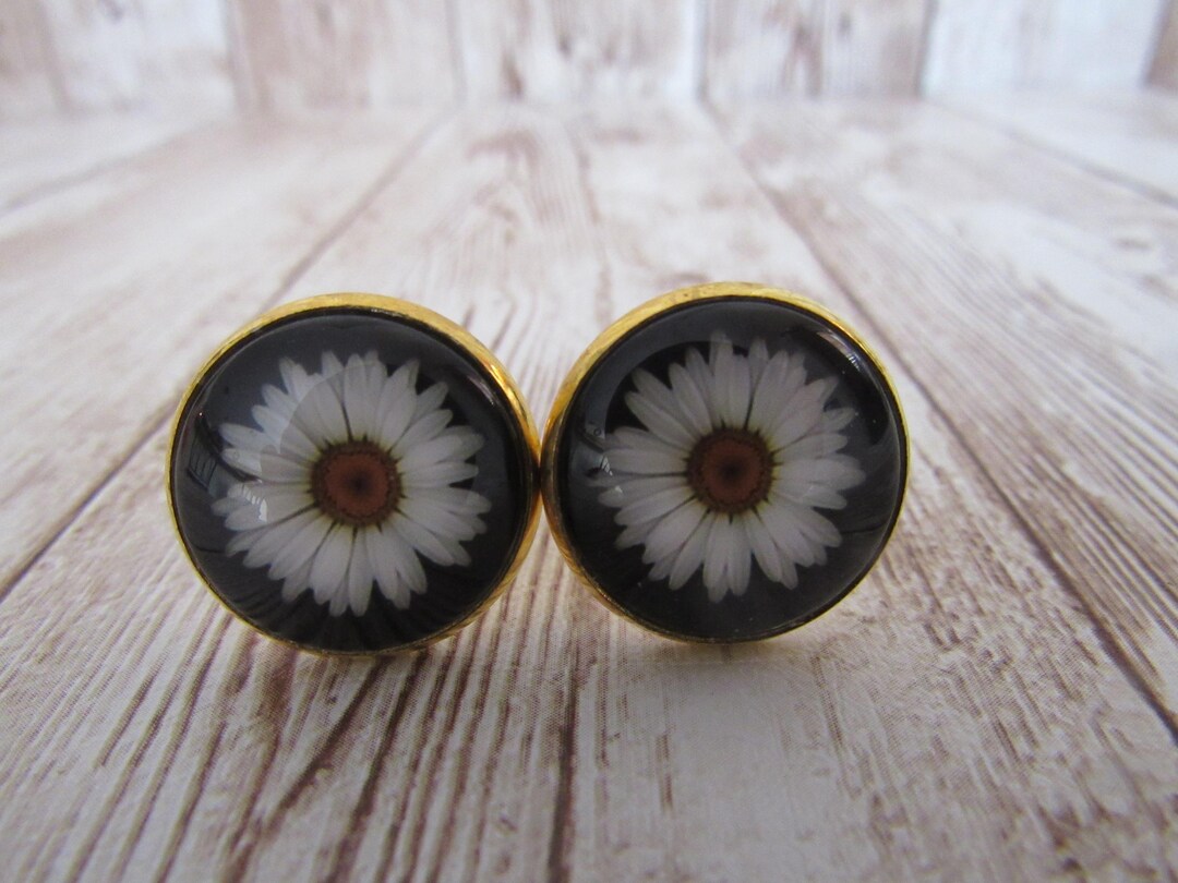 Daisy Flower Cuff Links Floral Wedding Cufflinks CL57 - Etsy