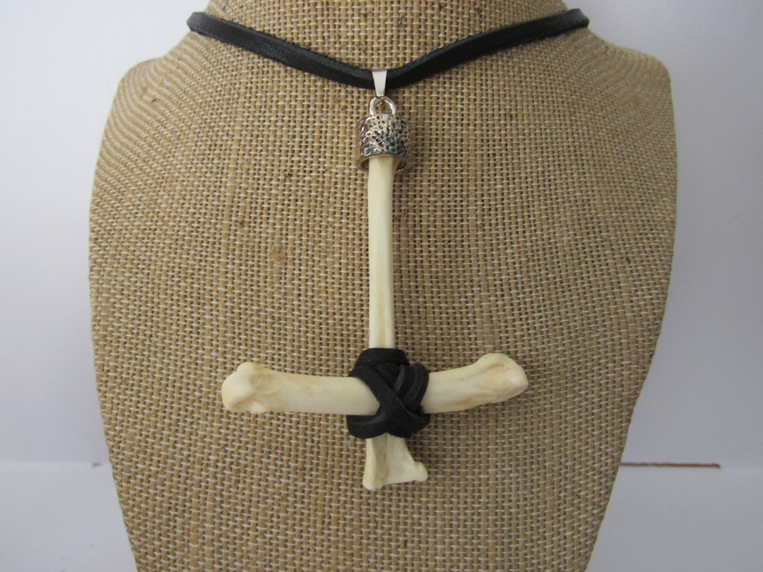Inverted Cross Coyote Foot Bone Cross Pendant Necklace Buckskin Animal ...
