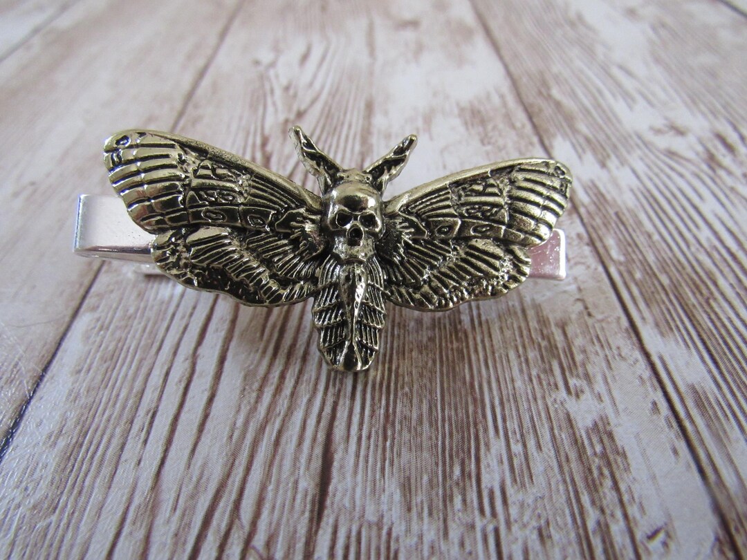 Golden Dead Head Moth Skull Tie Bar Tie Clip Gothic Wedding Jewelry T15 ...