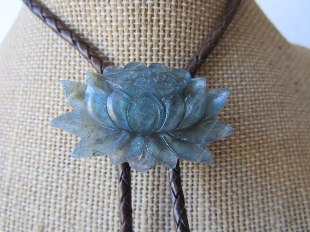 Lotus Flower Bolo Tie Labradorite Necklace Wedding Western Necktie ...