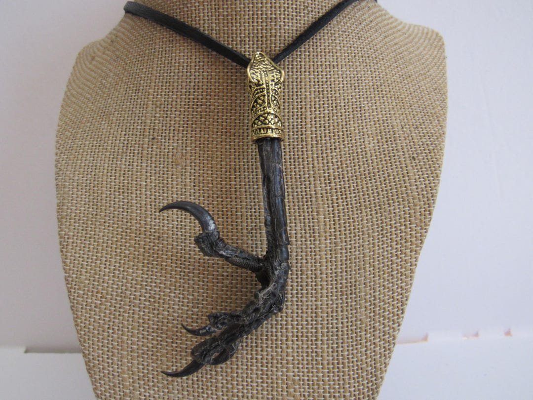 Real Crow Foot/talon Claw Necklace Gold Snake Head Bird Feet Animal ...