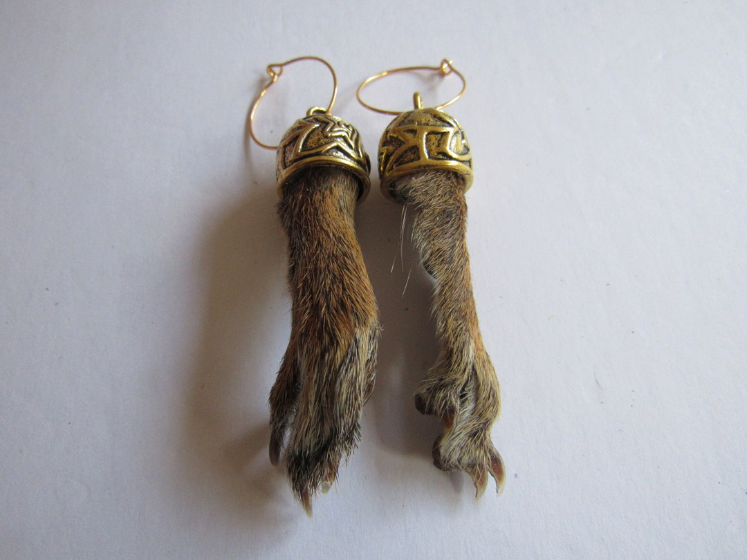 Squirrel Paw/foot Earrings Hoops Animal Bone Jewelry E638 - Etsy