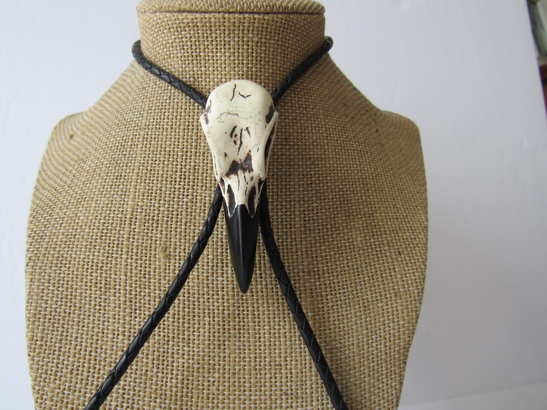 Crow Skull Bolo Tie Necklace Wedding Gothic Tribal Necktie Jewelry ...