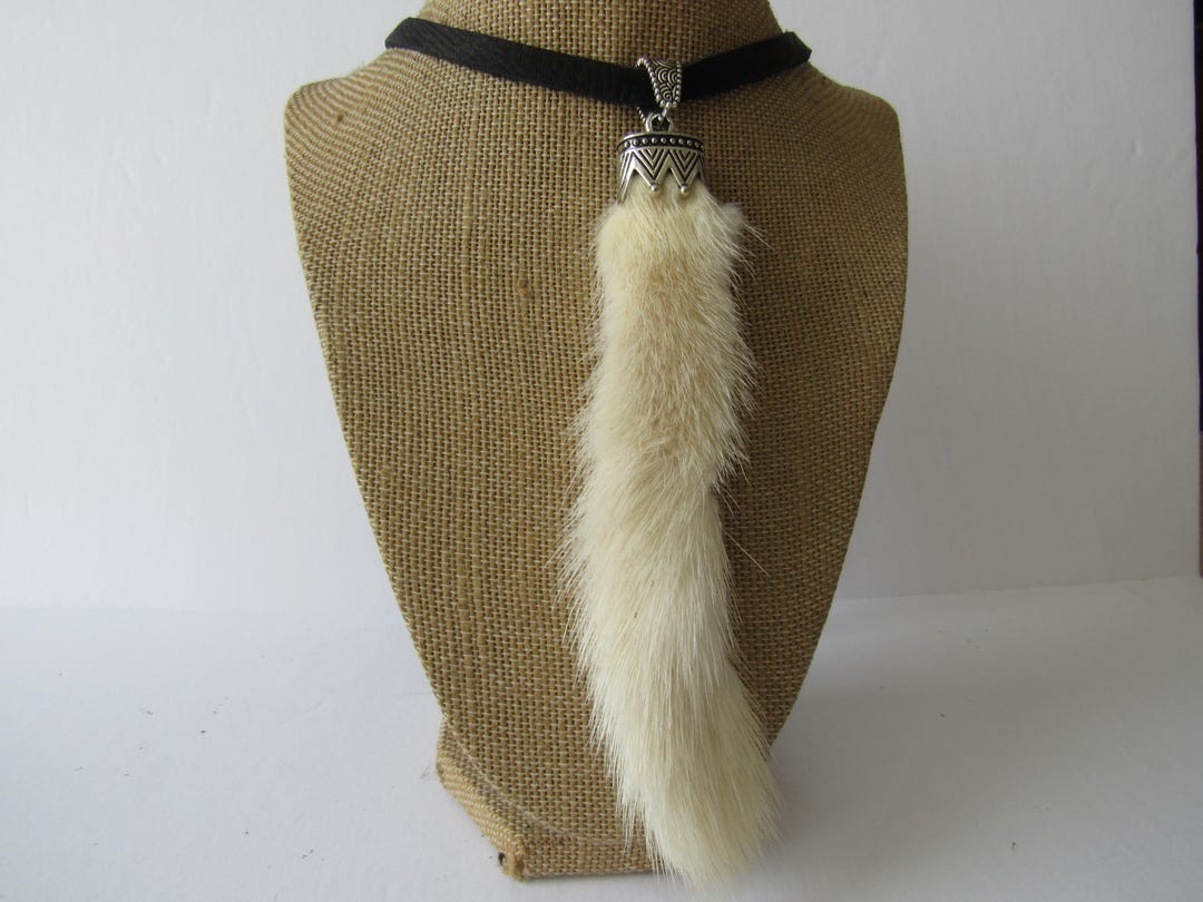 Mink Tail Necklace Animal Fur Jewelry Tribal Unique Animal Bone Jewelry ...