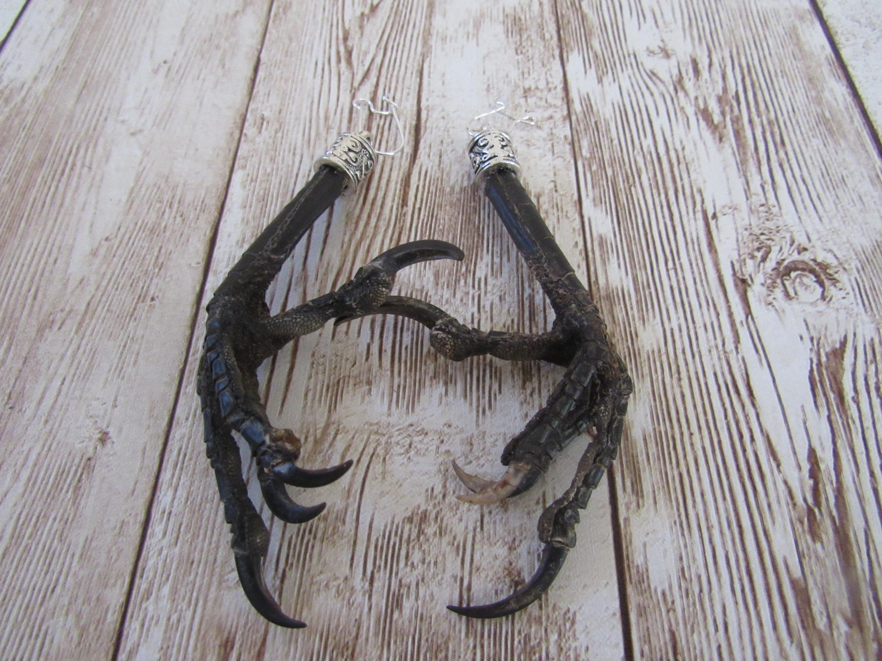 Real Crow Feet/talon Claw Earrings Bird Feet Animal Bone Jewelry - Etsy