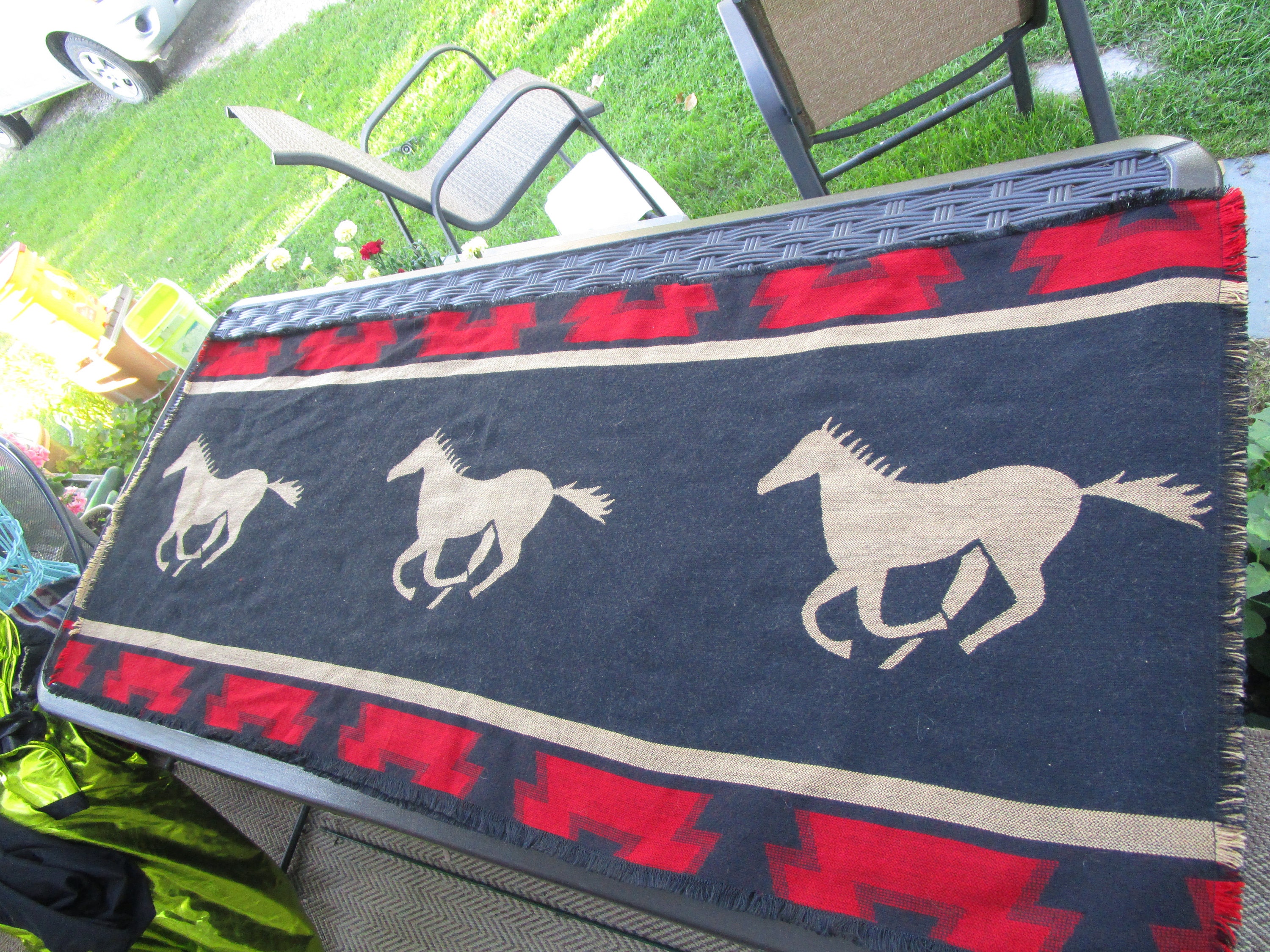 Woven Fabric Poncho in Native American Pattern Reversible | Etsy