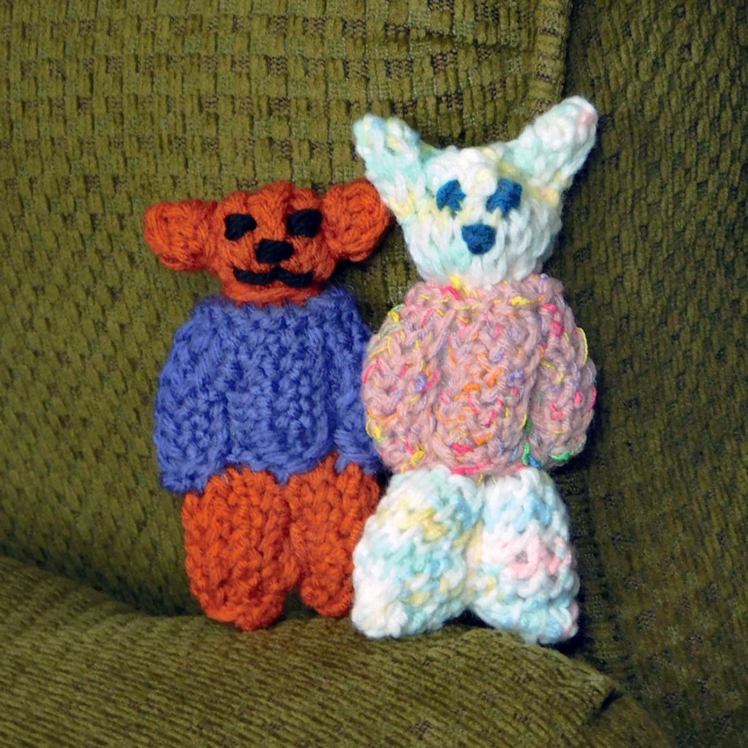 Loom Knit Amigurumi Plushie Set - Handmade Cat and Bear Plushies - Cute ...