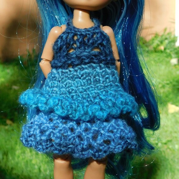 Frilly Blue Knit Crochet Dress Designed to Fit Rainbow Junior - Etsy