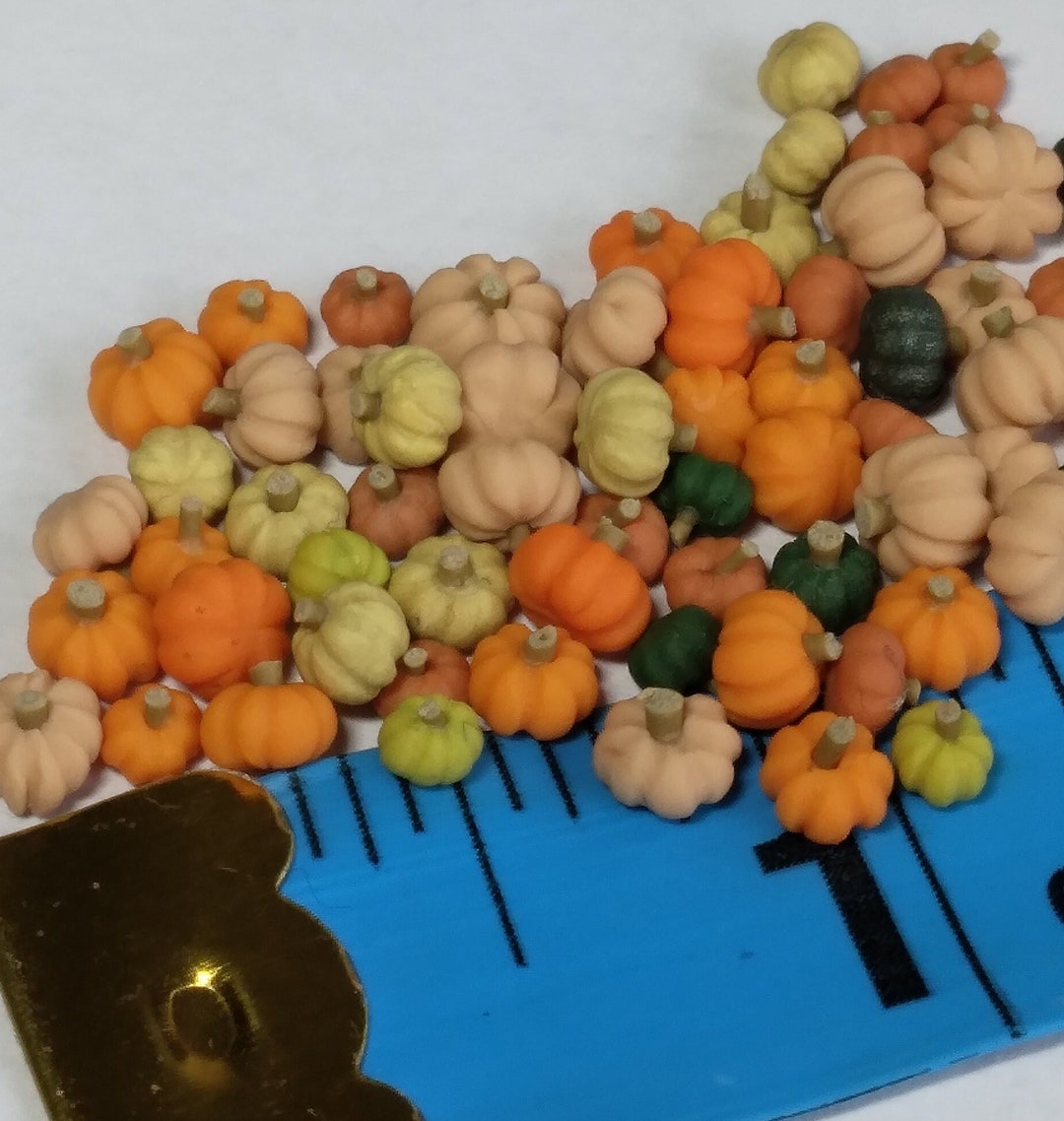 Assorted Micro Miniature Polymer Clay Pumpkins Winter Squash and Gourds ...