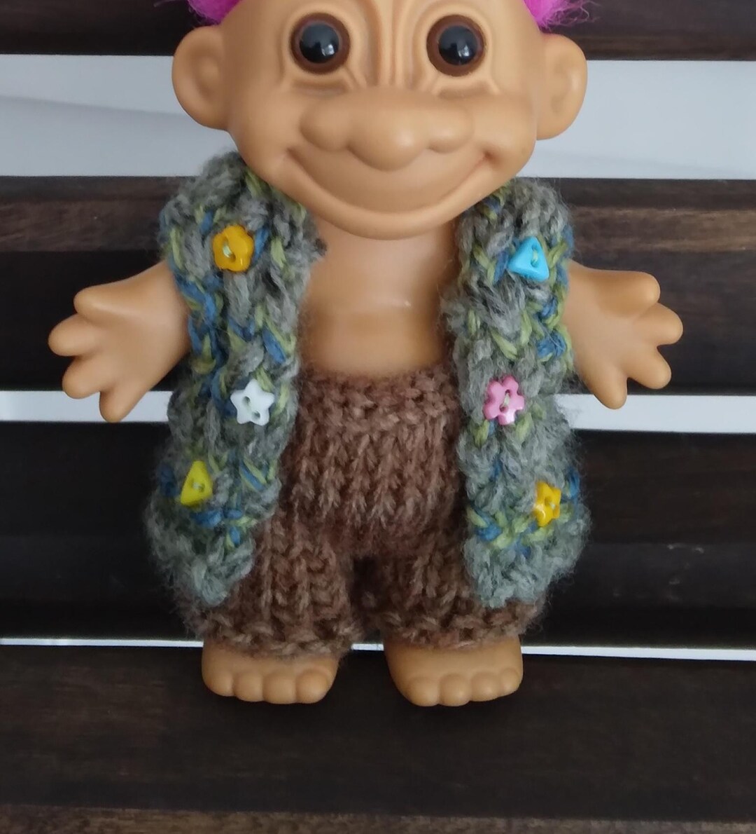 Designed to Fit 4" Vintage Troll Dolls - Knit Crochet Brown Pants and ...