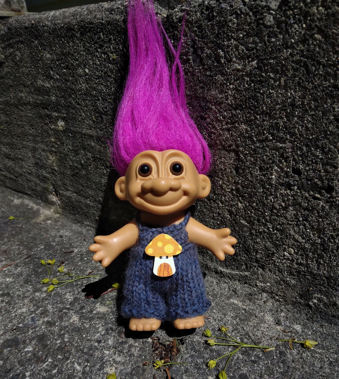 Designed to Fit 4" Vintage Troll Dolls - Knit Crochet Blue Halter Top ...