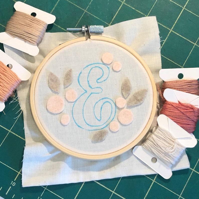 MADE to ORDER Script Letter Initial Embroidery in Hoop Décor | Etsy