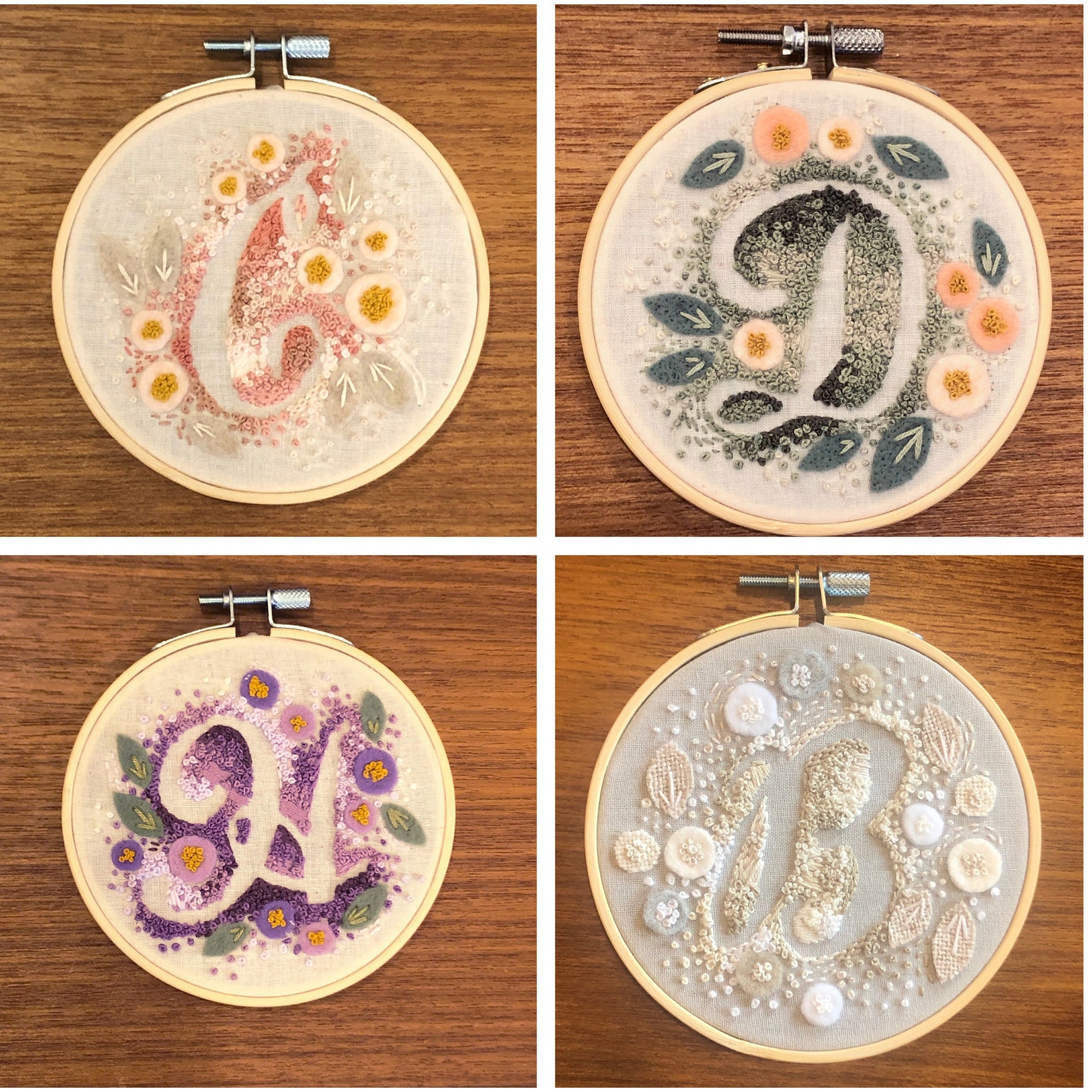 MADE to ORDER Script Letter Initial Embroidery in Hoop Décor | Etsy