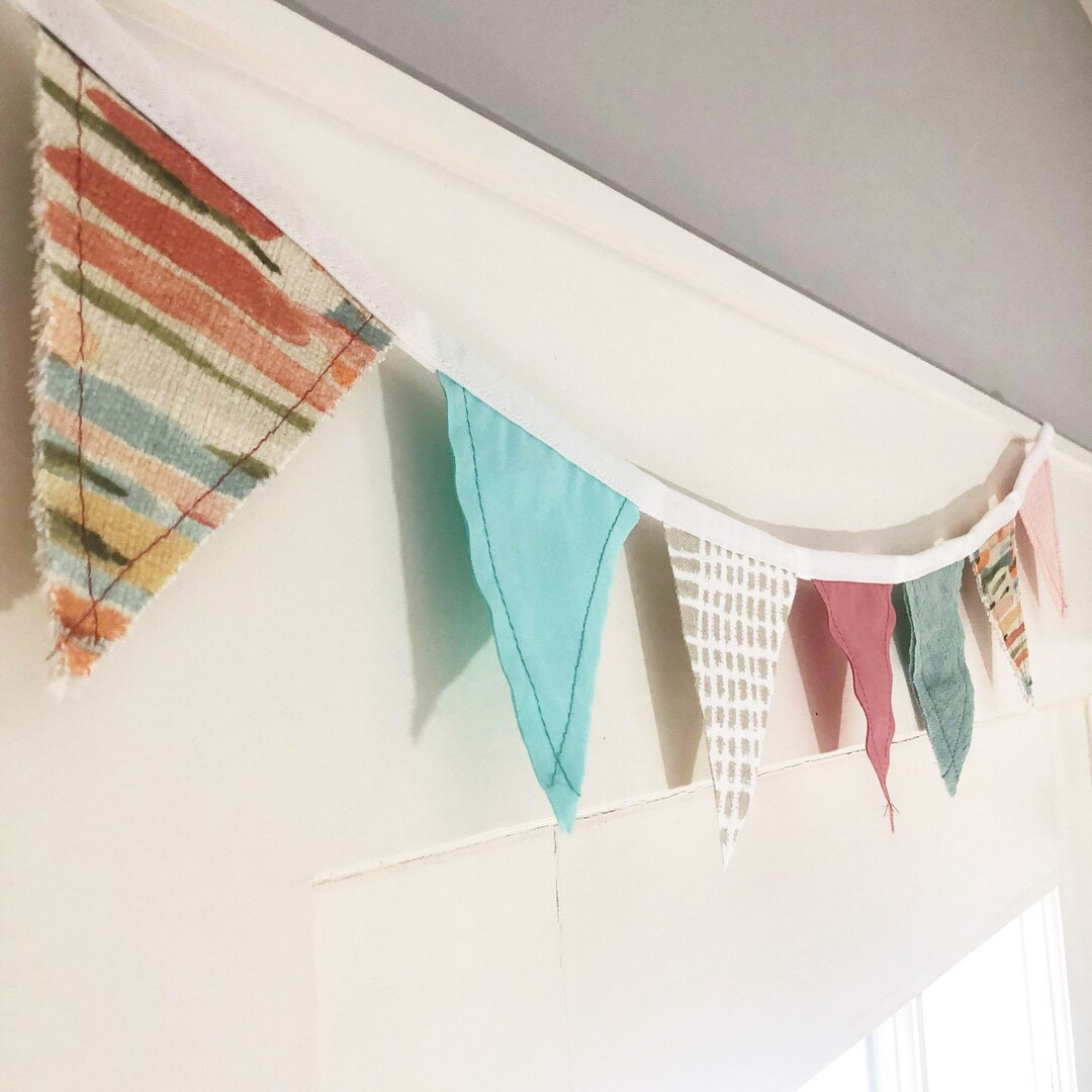 Pastels Fabric Triangle Bunting, Banner Décor; 36" Reversible; 2-sided ...