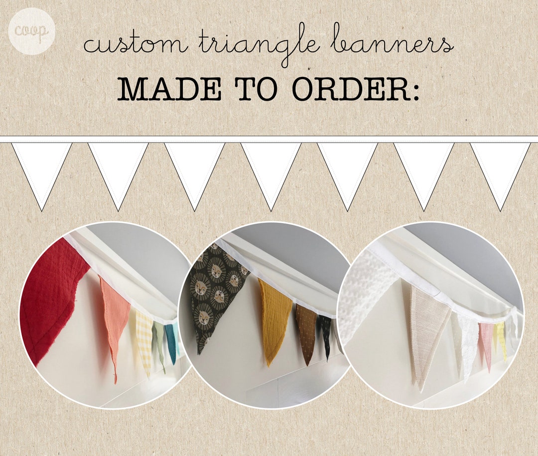 CUSTOM Fabric Triangle Banner, Bunting, Reversible, Birthdays, Baby ...