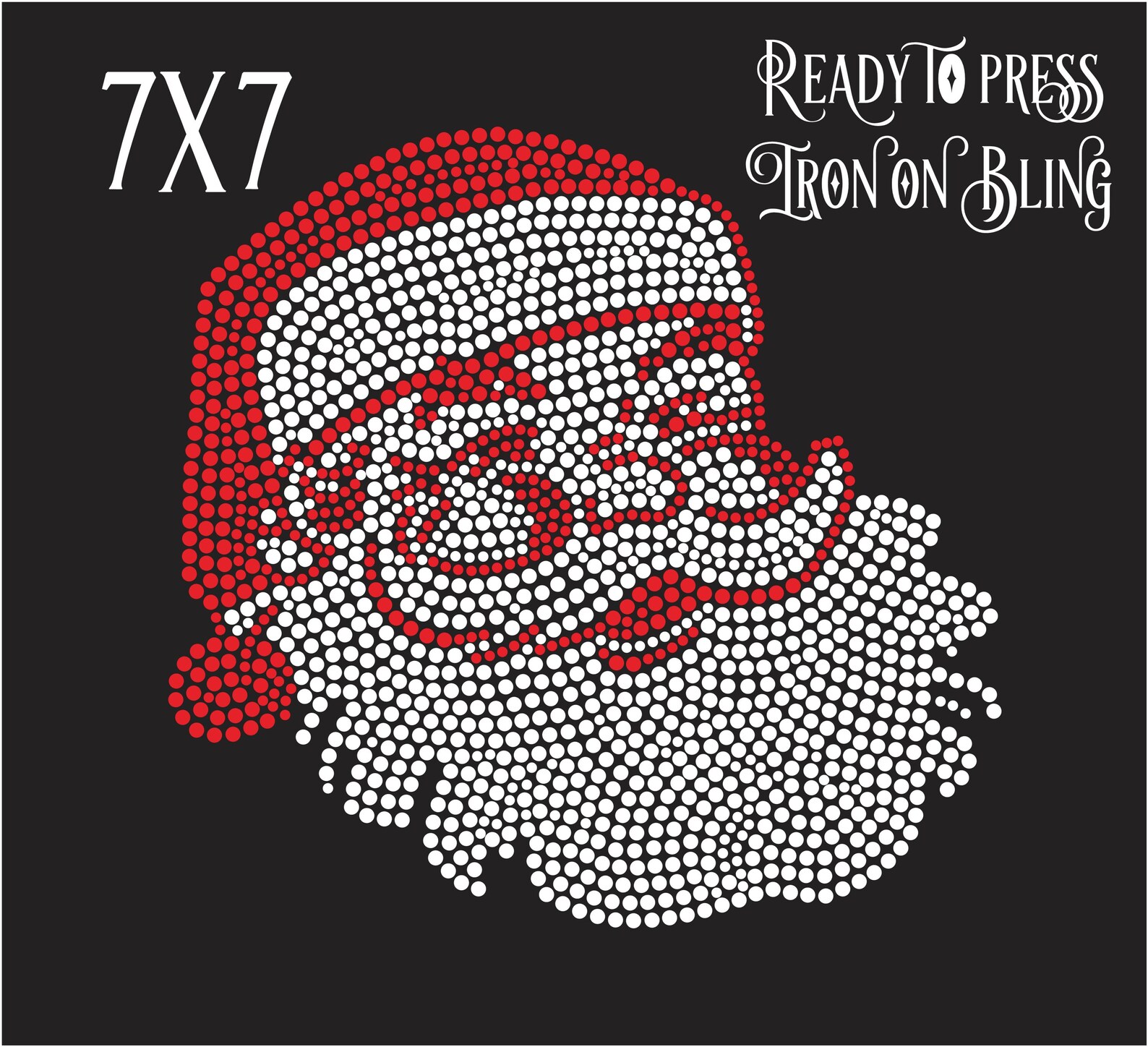 Vintage Santa Face Iron On, Christmas Iron On, Rhinestone Bling, Heat ...