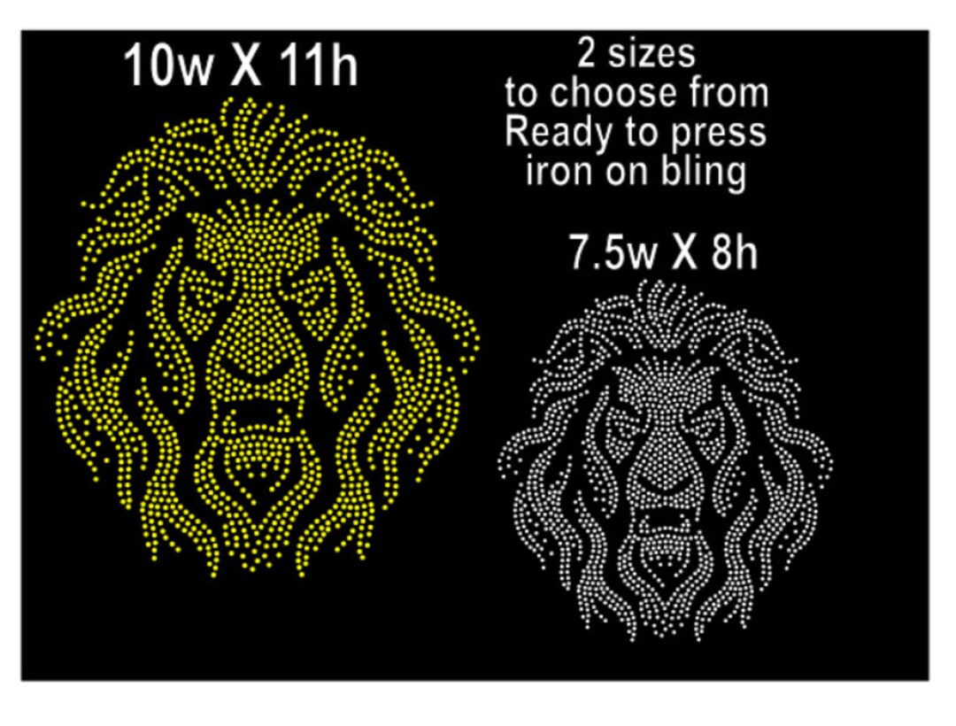 Large Lion Bling, Lion Iron On, Lion Bedazzled Decal, Ready to Press ...