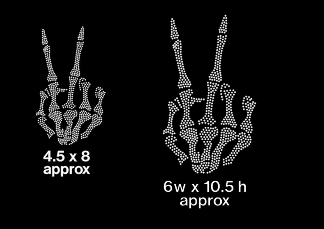 Peace Rhinestone Skeleton Hands DIY Iron On, Skull Hands, Skeleton ...