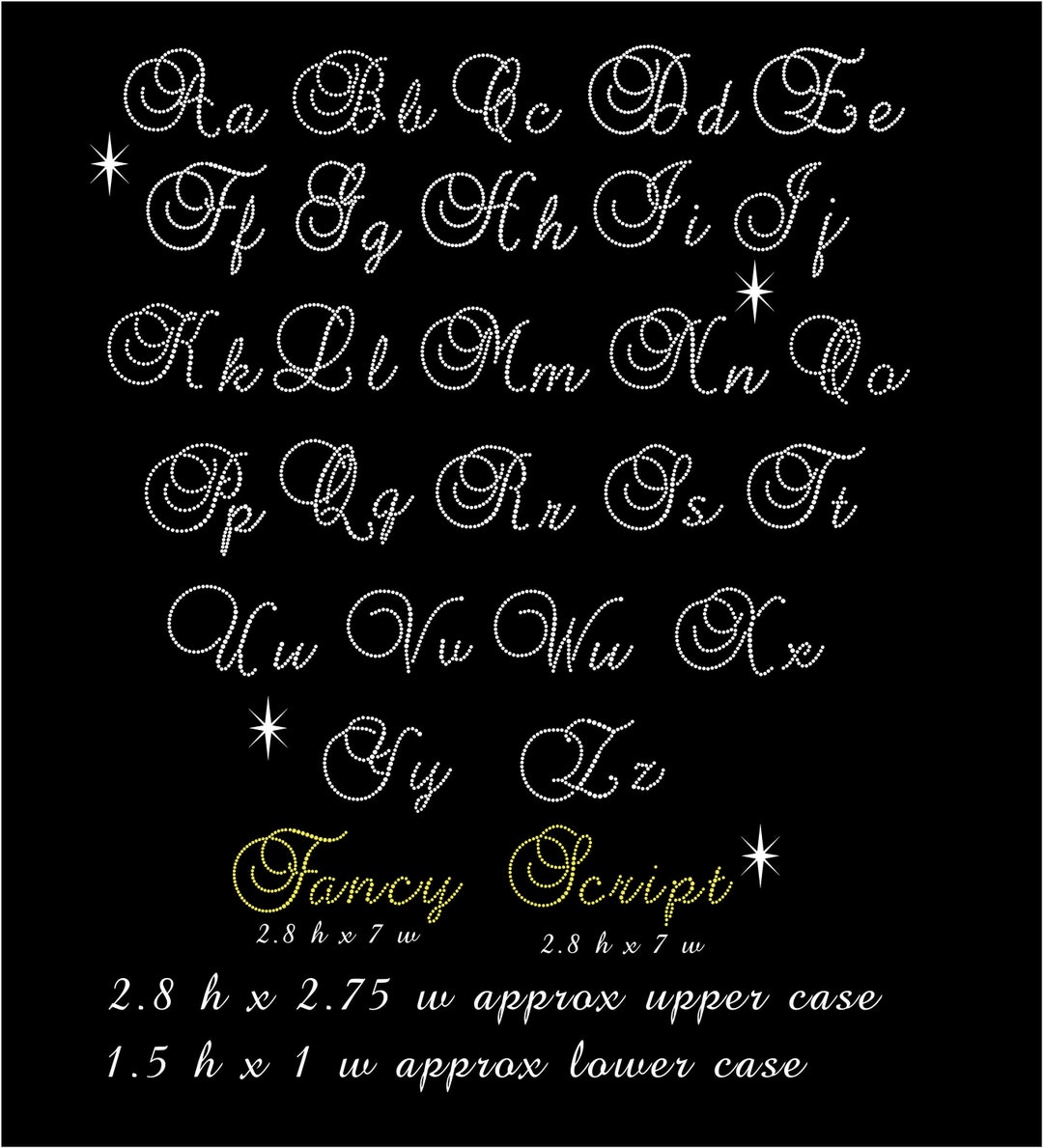 Elegant Brock Script Rhinestone Iron on Hotfix Transfer, Personalized ...