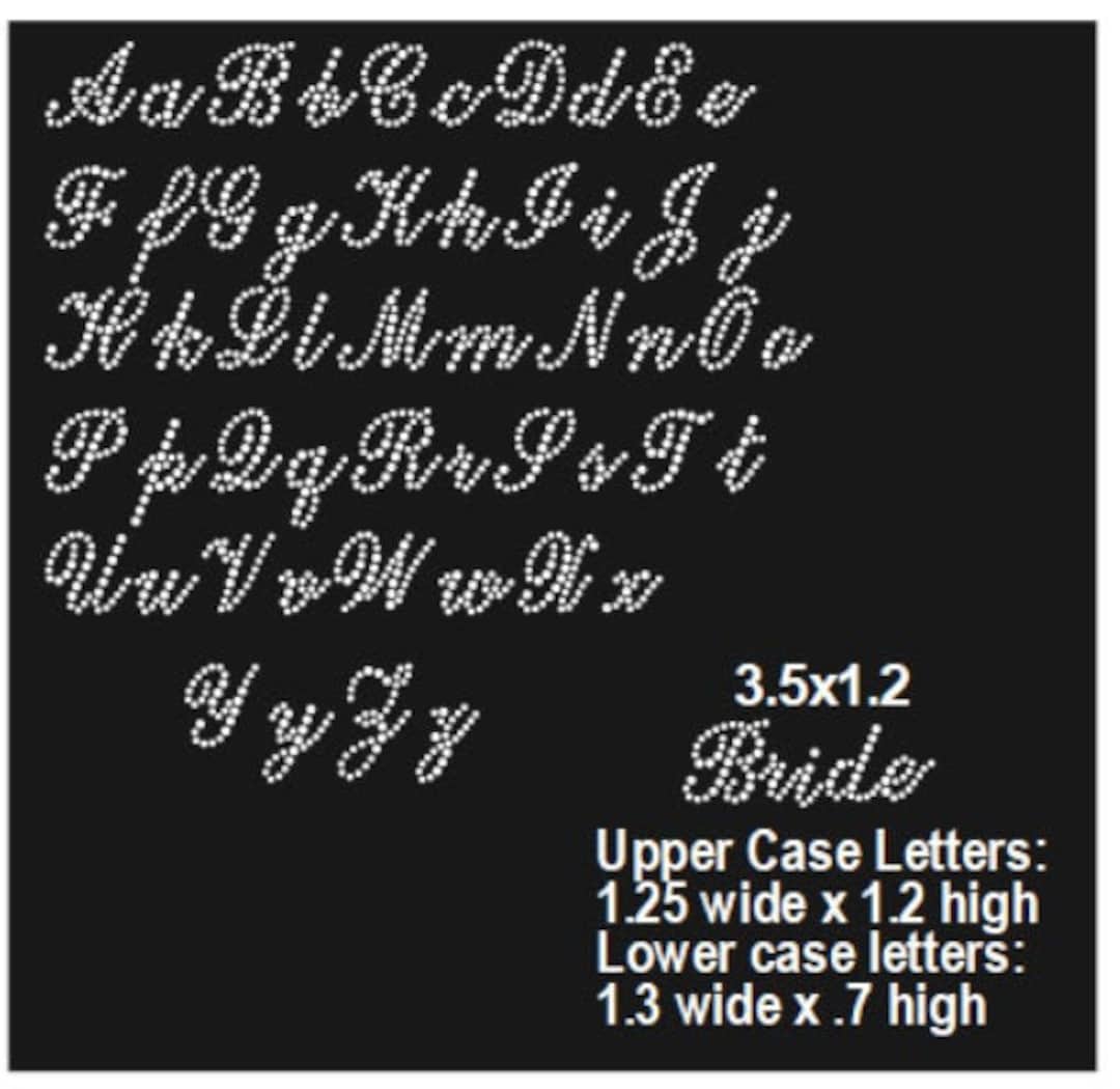 Mini Script Alphabet Rhinestone Iron on Hotfix Transfer, DIY Bling ...