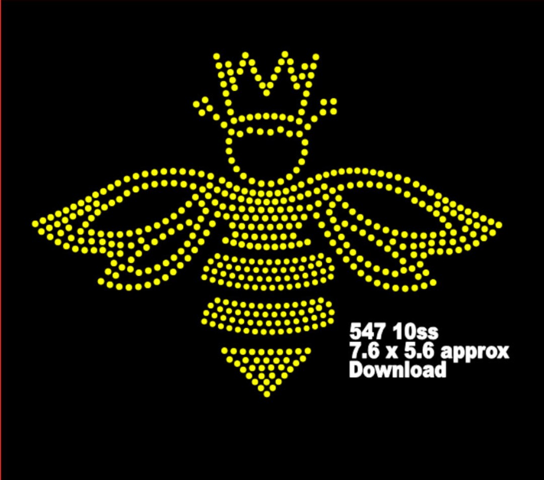 Bee With Crown Rhinestone Download, SVG Bling, Bee Bling Template, Bee ...