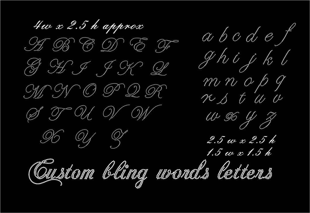 Edwardian Script Rhinestone Iron on Hotfix Transfer, DIY Bling ...