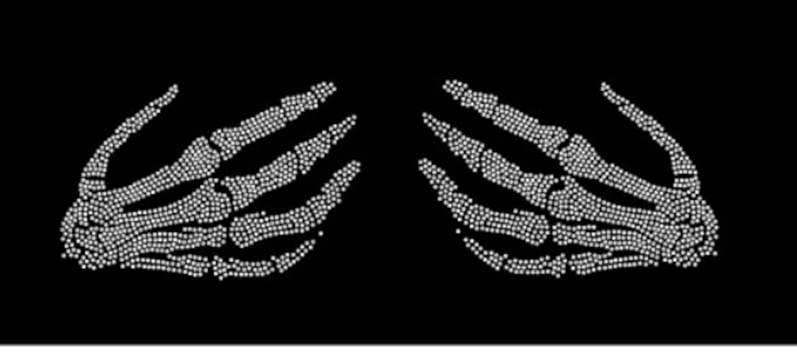 Rhinestone Skeleton Hands DIY Iron On, Skull Hands, Halloween Skeleton ...