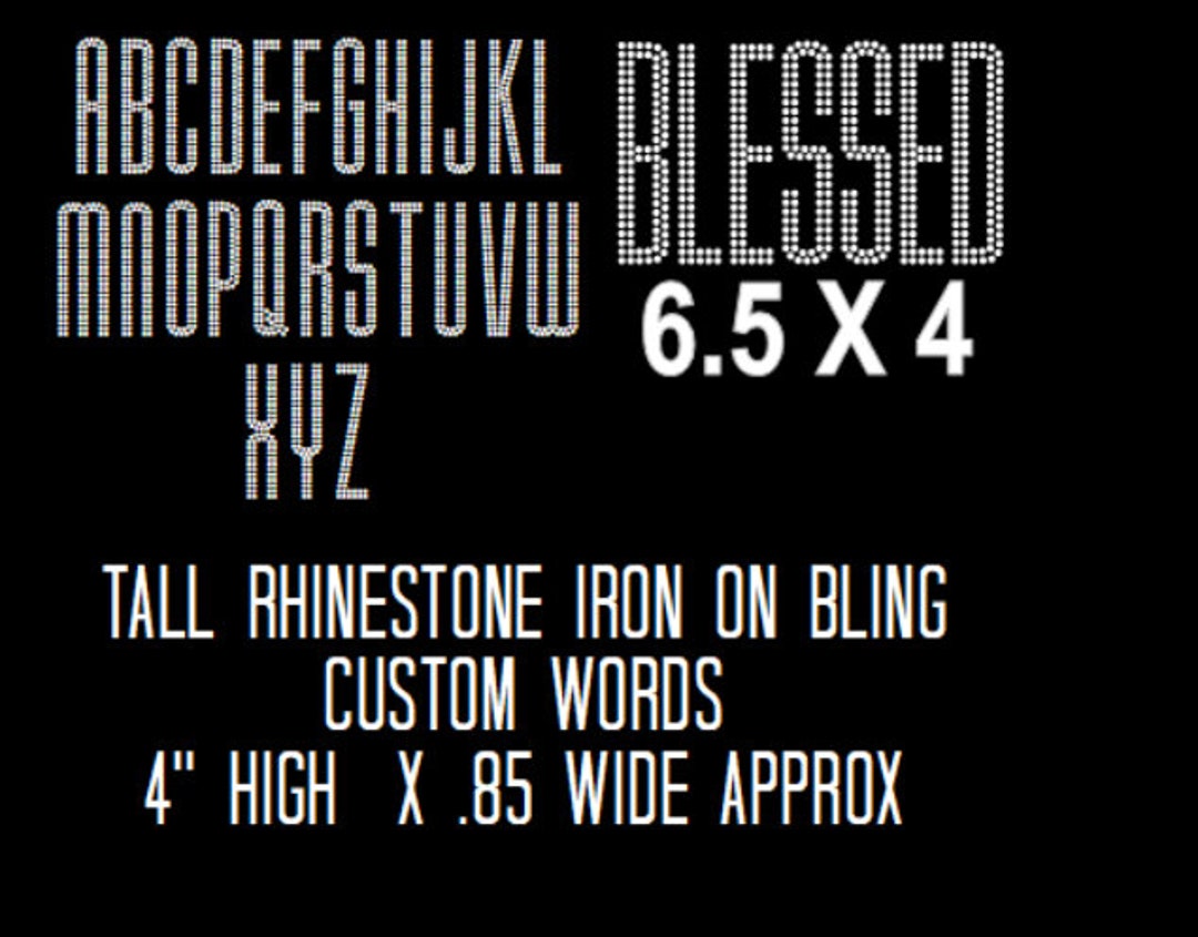 4 INCH Tall BLOCK Rhinestone Iron on Transfer, 4 Inch Tall Numbers ...