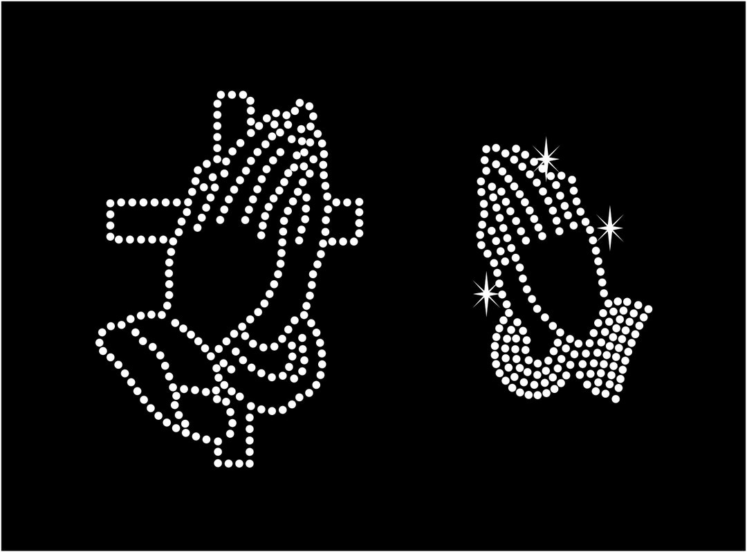 Praying Hands Bling , Small Praying Hands Rhinestone Iron On, Praying ...
