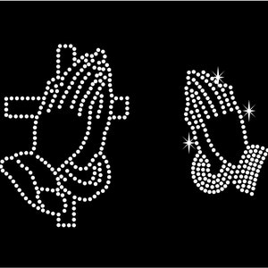 Praying Hands Bling , Small Praying Hands Rhinestone Iron On, Praying ...