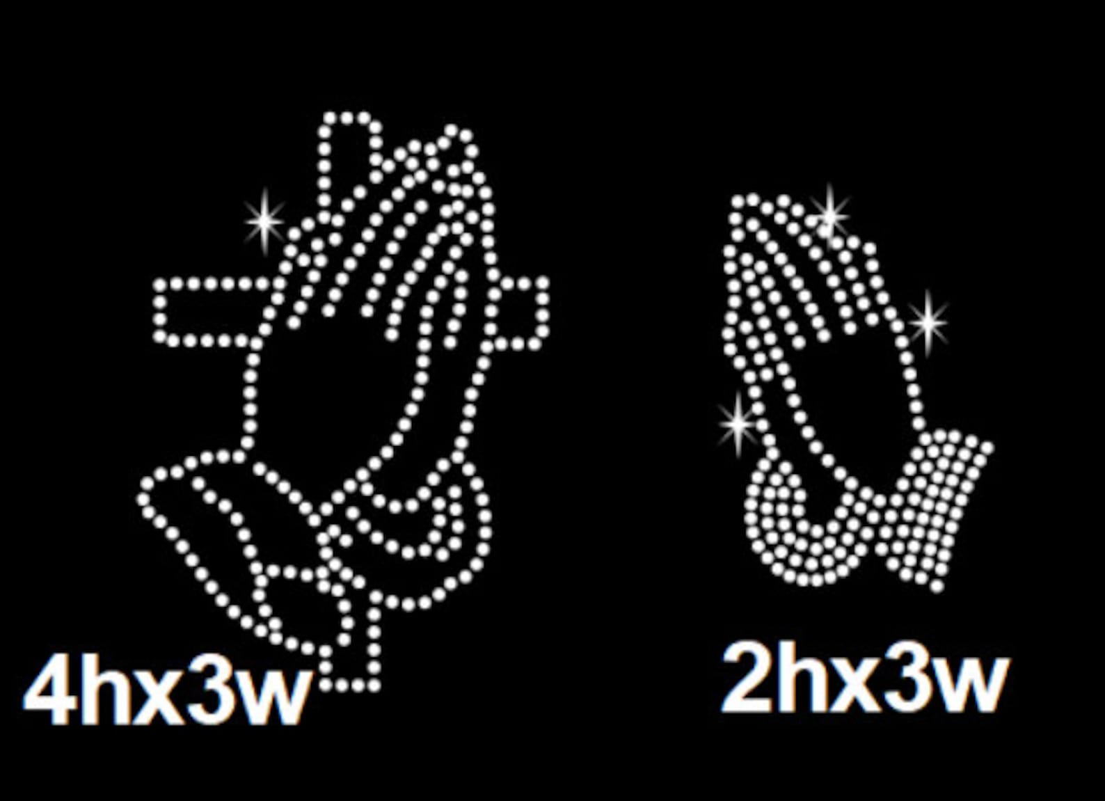 Praying Hands Bling , Small Praying Hands Rhinestone Iron On, Praying ...