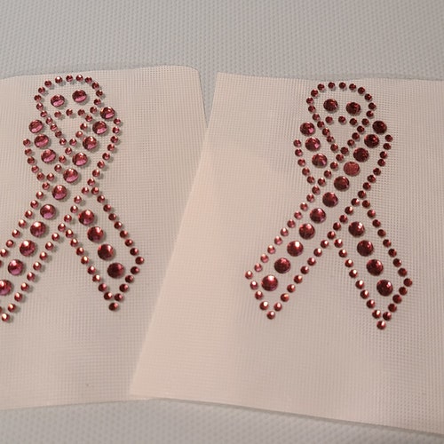 Rhinestone Transfer Heart Cancer Ribbon Iron On - Etsy