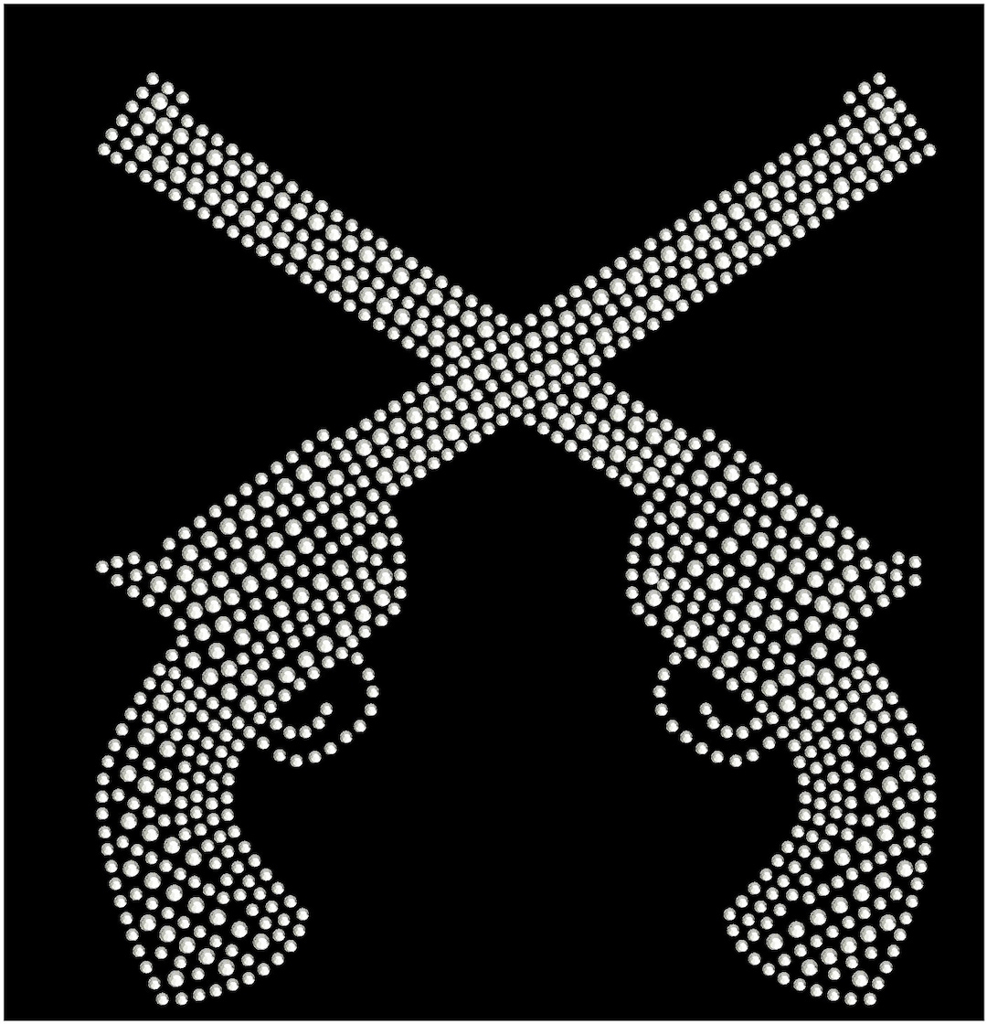 Gun Rhinestone Transfer, Bling Double Pistols. 2 Colors, 10ss SVG Guns ...