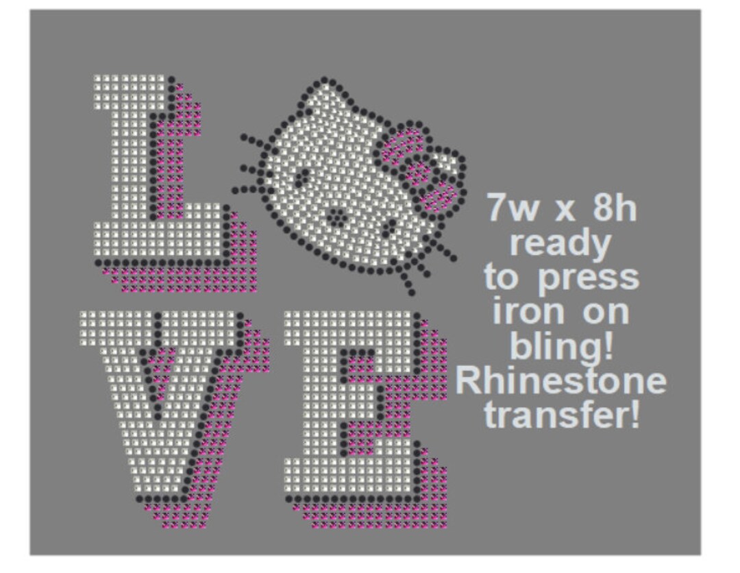 Love Hello Kitty Iron on Bling. Rhinestone Iron On, Bedazzled Bling ...