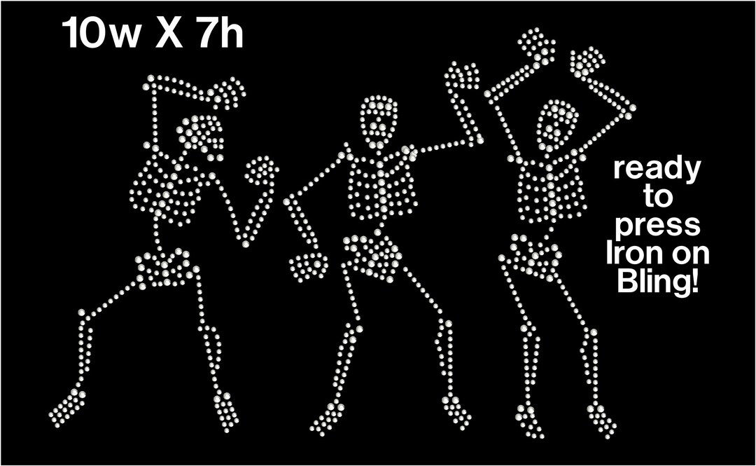 Dancing Skeleton Iron On, Rhinestone Bones, Bedazzled Skeleton Iron On ...