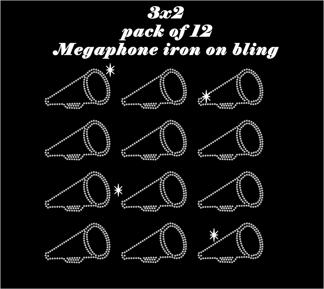 Cheer Megaphone Rhinestone Iron on Design, Costume Spangles ...