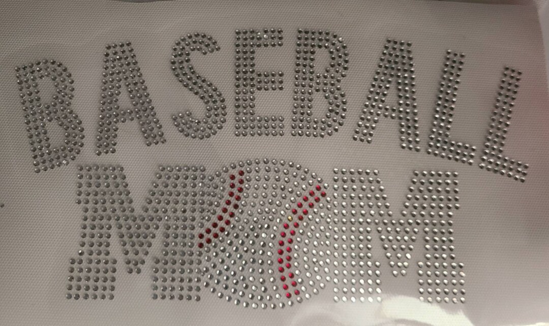 Baseball Mom Iron on Decal, Baseball Mom Bling Iron On, Baseball Patch ...