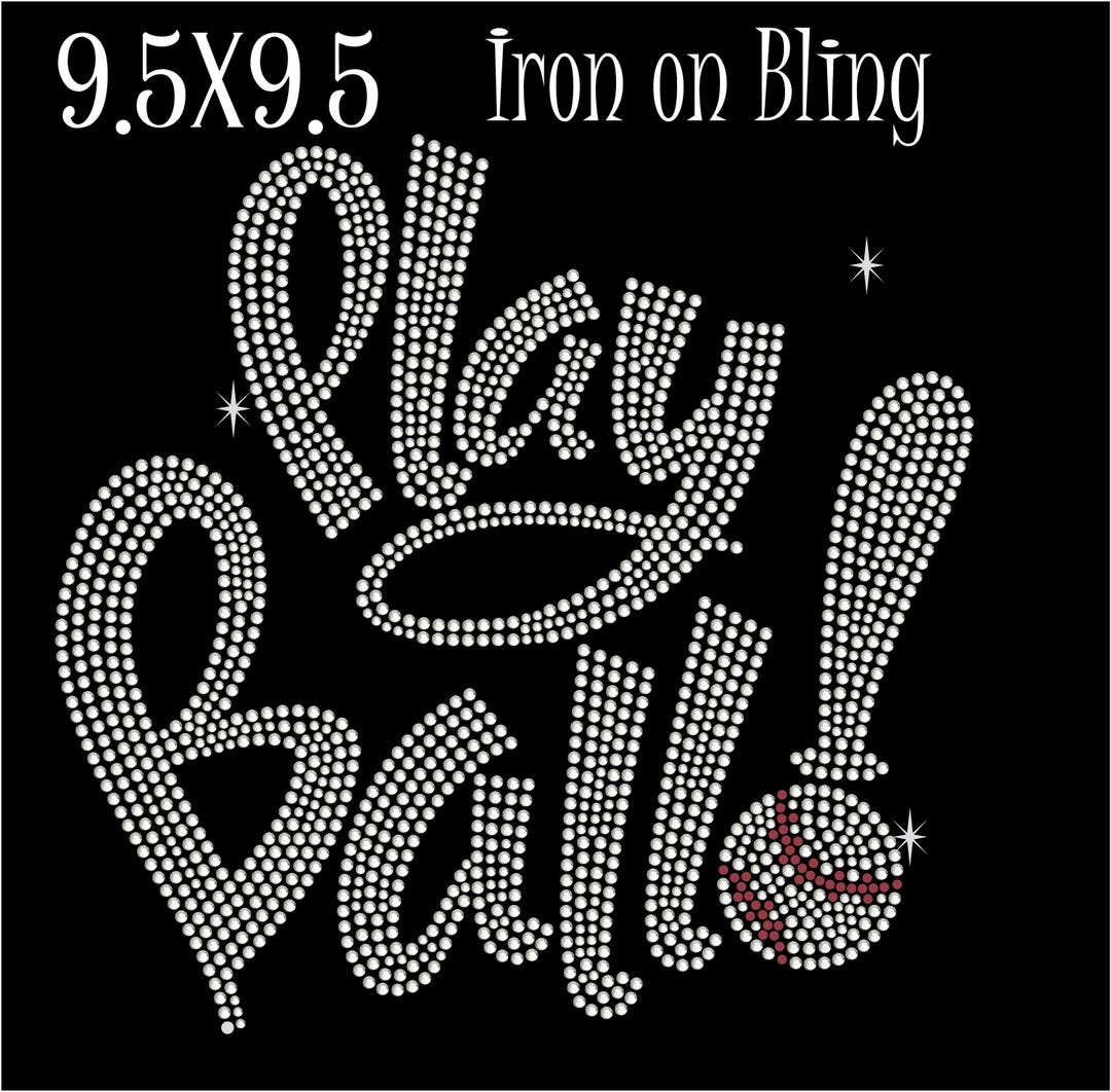 Baseball Rhinestone Iron On. DIY Transfer for Shirts, Baseball Bling ...