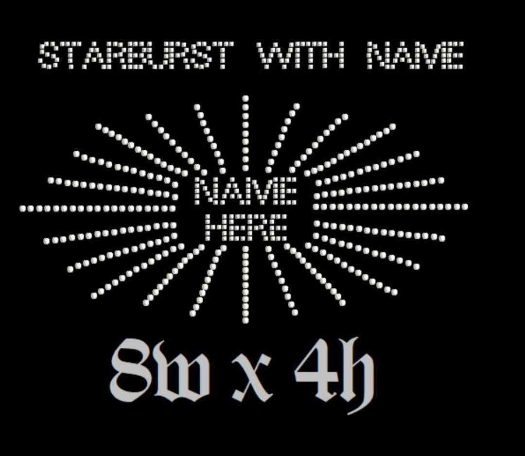 Scattered Starburst Rhinestone Iron on Template. Name With Starburst ...