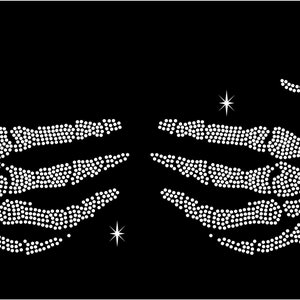 Rhinestone Skeleton Hands DIY Iron On, Skull Hands, Halloween Skeleton ...