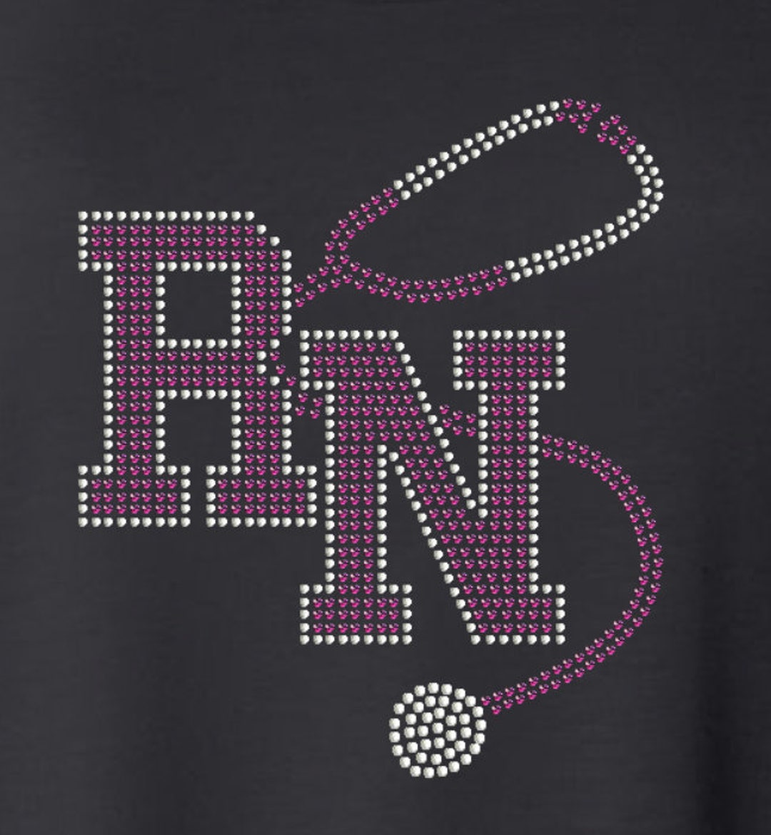 RN Bling Tee, Nurse BLING Tee, RN Rhinestone Iron On - Etsy