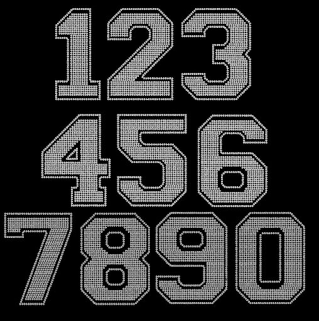 8 Inch Athletic Rhinestone Numbers, Number Iron on Hotfix Transfer ...