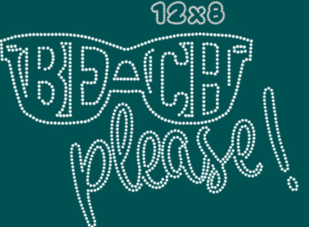 Beach Rhinestone Iron On, Bedazzled Beach Iron On, Bejeweled Beach ...