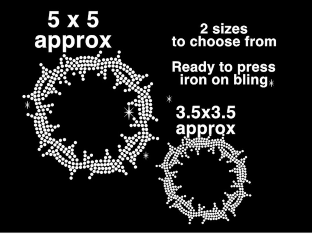 Crown of Thorns Iron on Bling, Thorn Crown Decal, Rhinestone Iron on ...