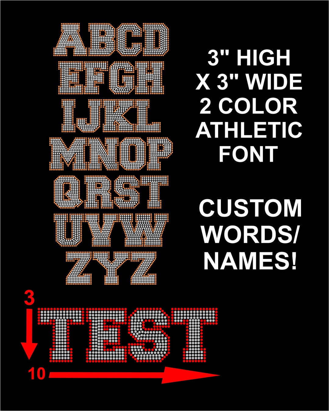 3 Inch Rhinestone Letters, College Font Letters, Sports Letters ...
