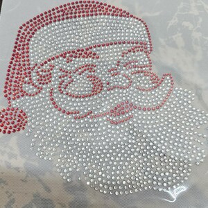 Vintage Santa Face Iron On, Christmas Iron On, Rhinestone Bling, Heat ...