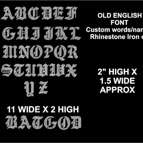 Rhinestone Transfer of Old English Letters You | Etsy